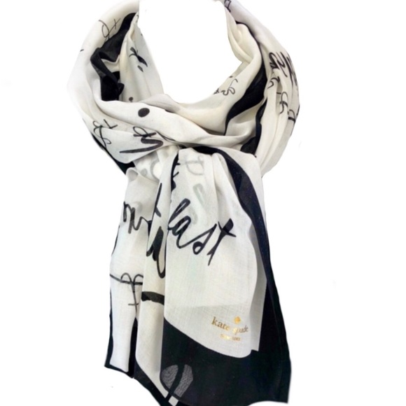 kate spade | Accessories | Kate Spade Black And Light Cream Scarf ...